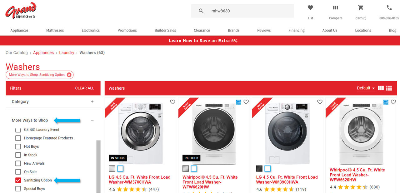 Easily Find Washers and Dishwashers With Sanitizing Cycles | Grand ...